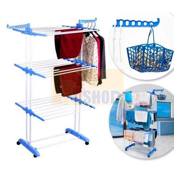 Three Layer Multi Foldable Clothes Rack - Cloth 6' Ft